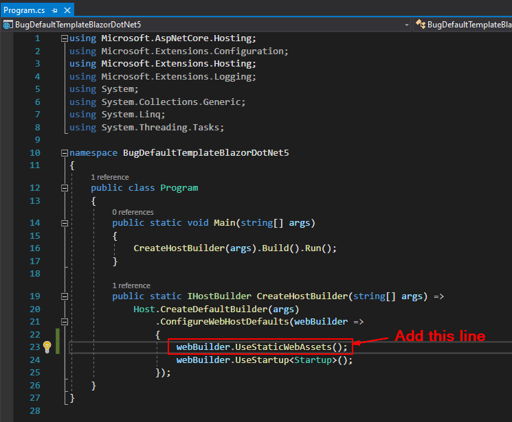 Blazor - Default Template with .NET 5.0, no menu - LearningKoala